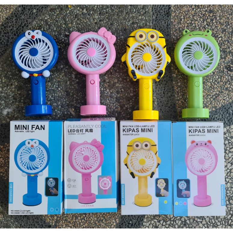 Jual Kipas Angin Tangan Karakter Led Rechargeable Handheld Portable Fan ...