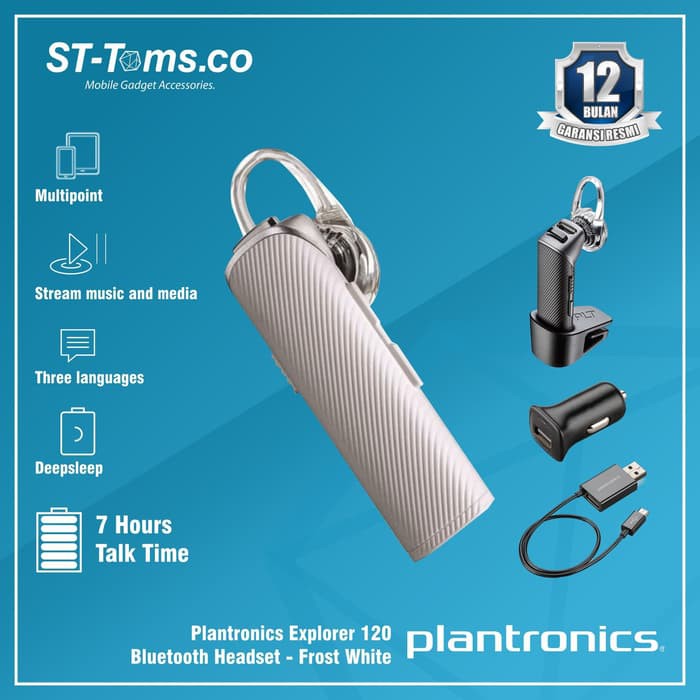 Jual Plantronics Explorer 120 Bluetooth Headset - Frost White | Shopee Indonesia