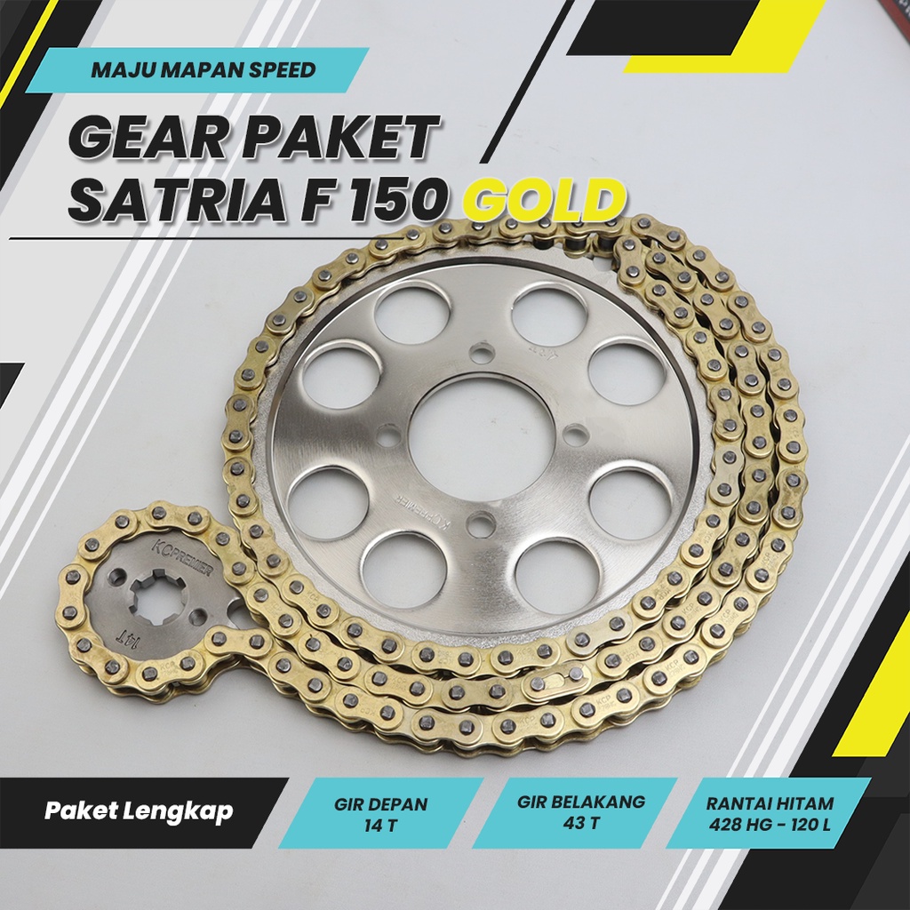 Jual Gear Set Satria F 150 Old 14T/43T 428H-120L Type SSS Merk KC (Gold ...