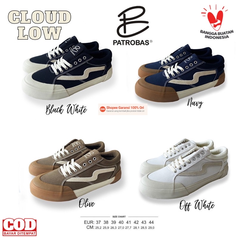 Jual PATROBAS CLOUD LOW WARNA OFF WHITE / OLIVE / BLACK WHITE / NAVY ...