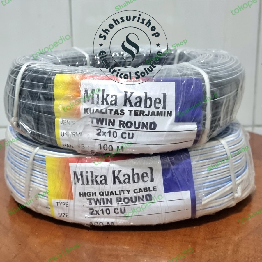 Jual KABEL MIKA 2X10 CU TWIN ROUND SERABUT HIGH QUALITY ROLLAN 100 ...
