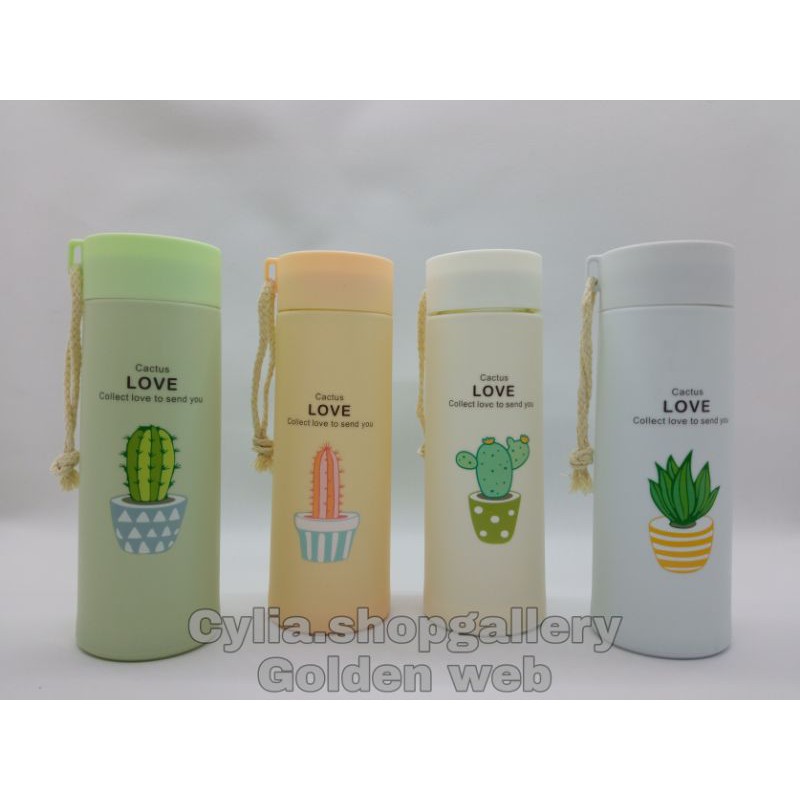 Jual Glass Bottle cactus/ Botol Minum Kaca unik motif kaktus | Shopee ...