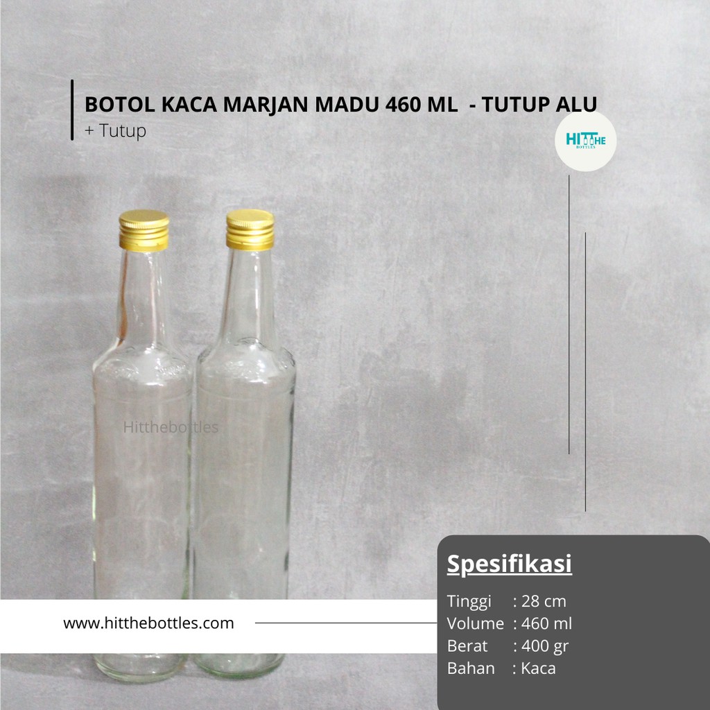 Jual HITTHEBOTTLES - BOTOL KACA MARJAN MADU 460ML+TUTUP | Shopee Indonesia