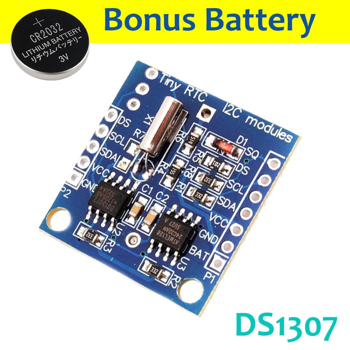 Jual RTC DS1307 i2C Real Time Clock + Battery Module 24C32 32K EEPROM ...