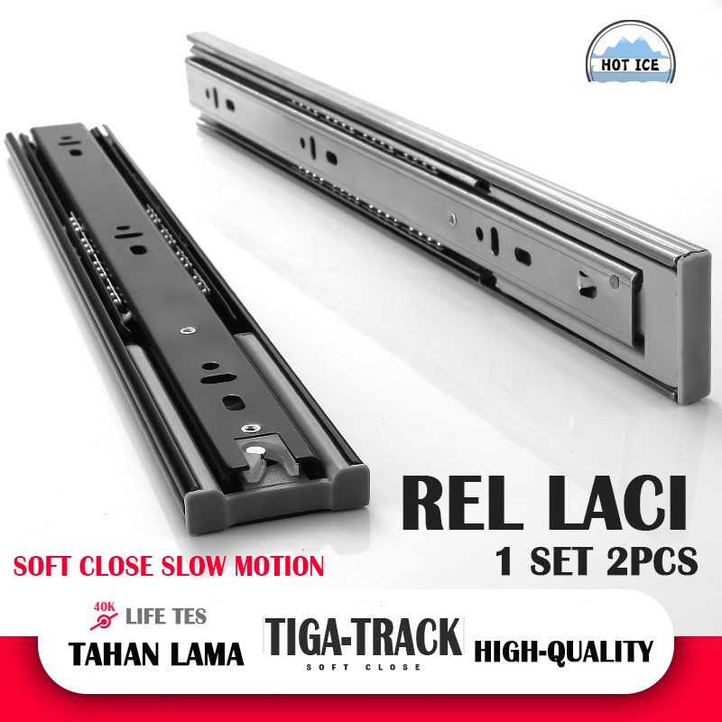 Jual Rel Laci Hitam Ball Bearing Full Extension Double Track | Shopee ...