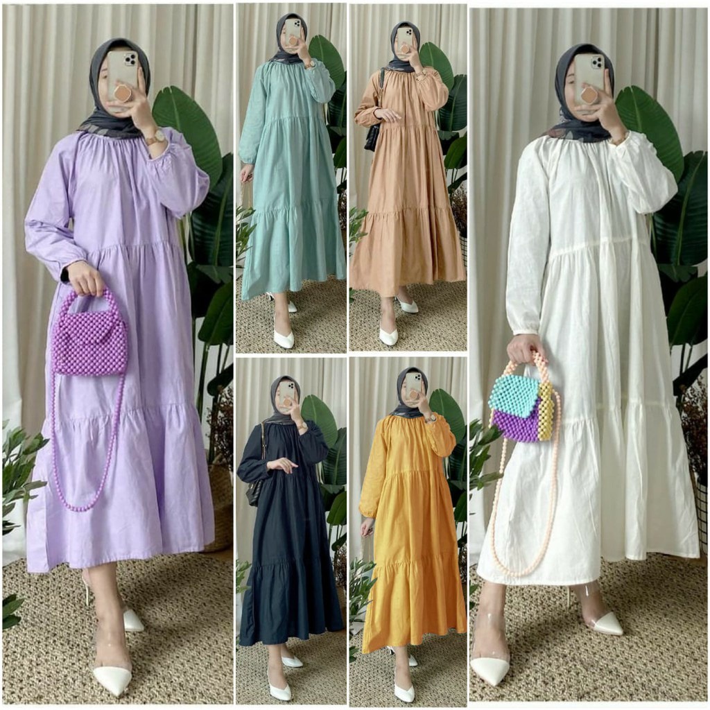Jual GSC - Gamis Sabrina / Dress Gamis Remple Tangan Karet | Shopee ...