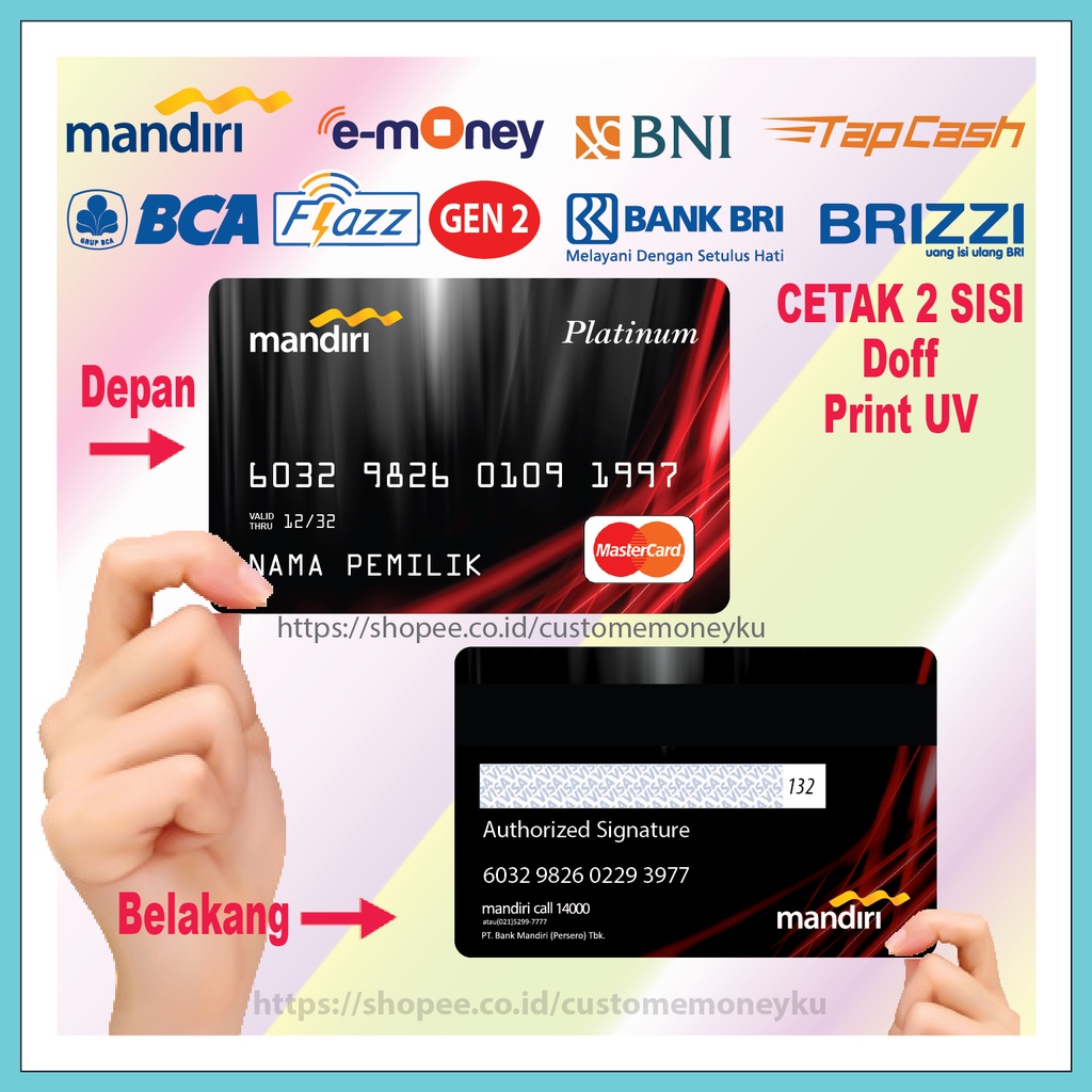 Jual KARTU EMONEY DESIGN CUSTOM GOLD BLACK RED CARD ETOLL E-MONEY ...