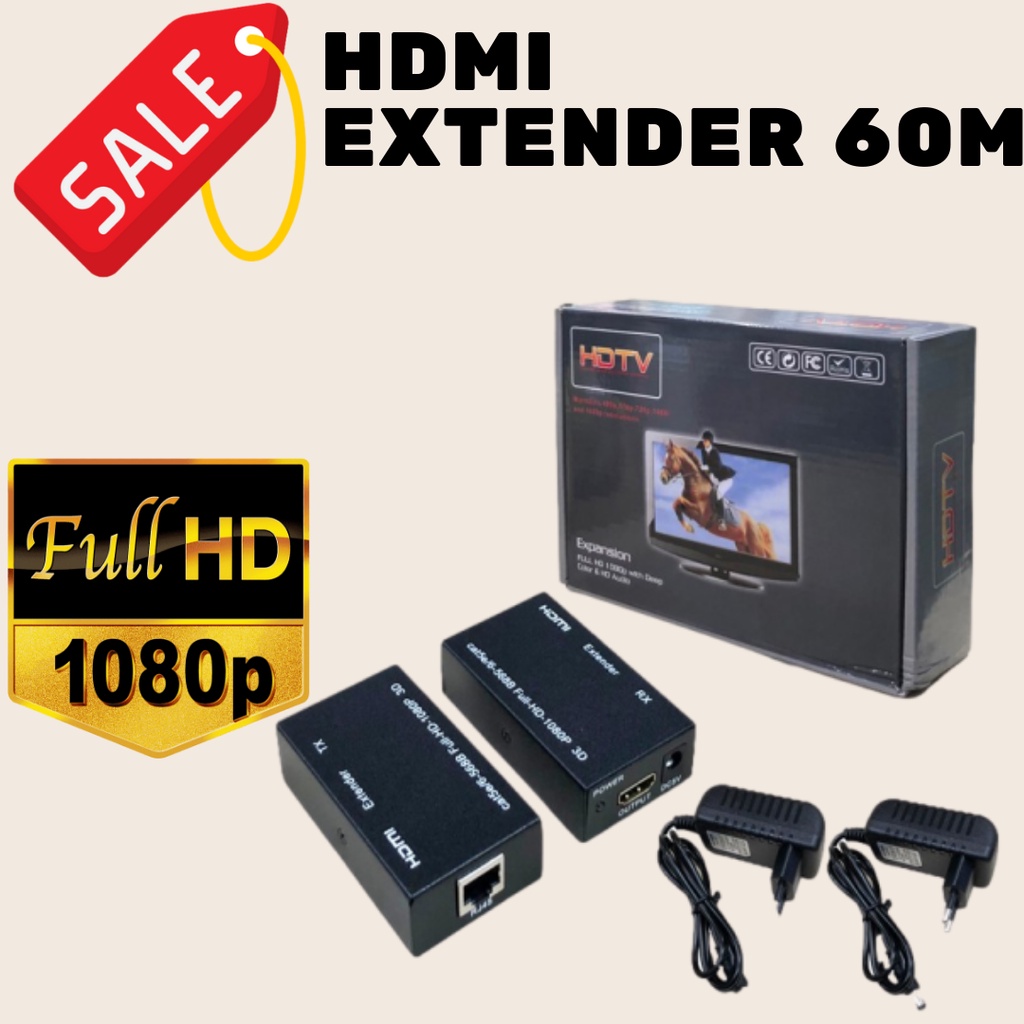 Jual HDMI extender 60M OVER KABEL LAN / RJ45 UTP CAT5 CAT5E CAT6 | Shopee Indonesia