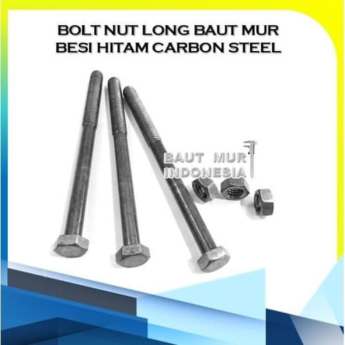 Jual BOLT NUT LONG BAUT MUR 1-1/8"X11" PANJANG 27,5CM BESI HITAM tools ...