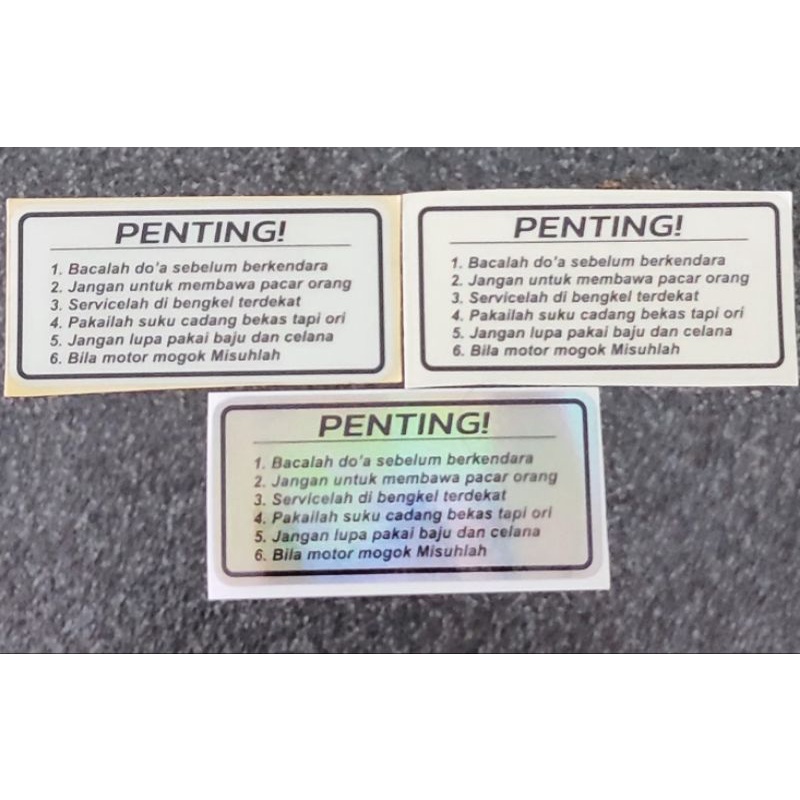 Jual STICKER PRINT CUTT WARNING PENTING ALL MOTOR | Shopee Indonesia