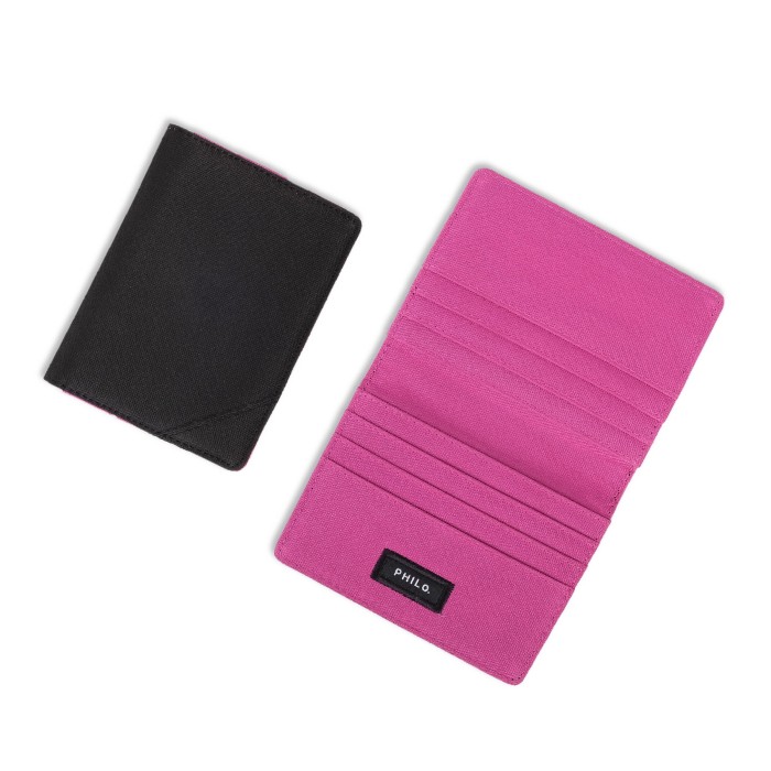 Jual dompet kartu kain cordura model 8 slot kartu hitam x pink ...