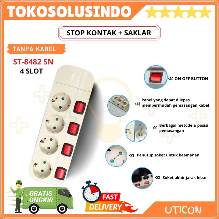Jual Colokan / Stop Kontak UTICON + SAKLAR ON OFF Masing2 TANPA KABEL ...