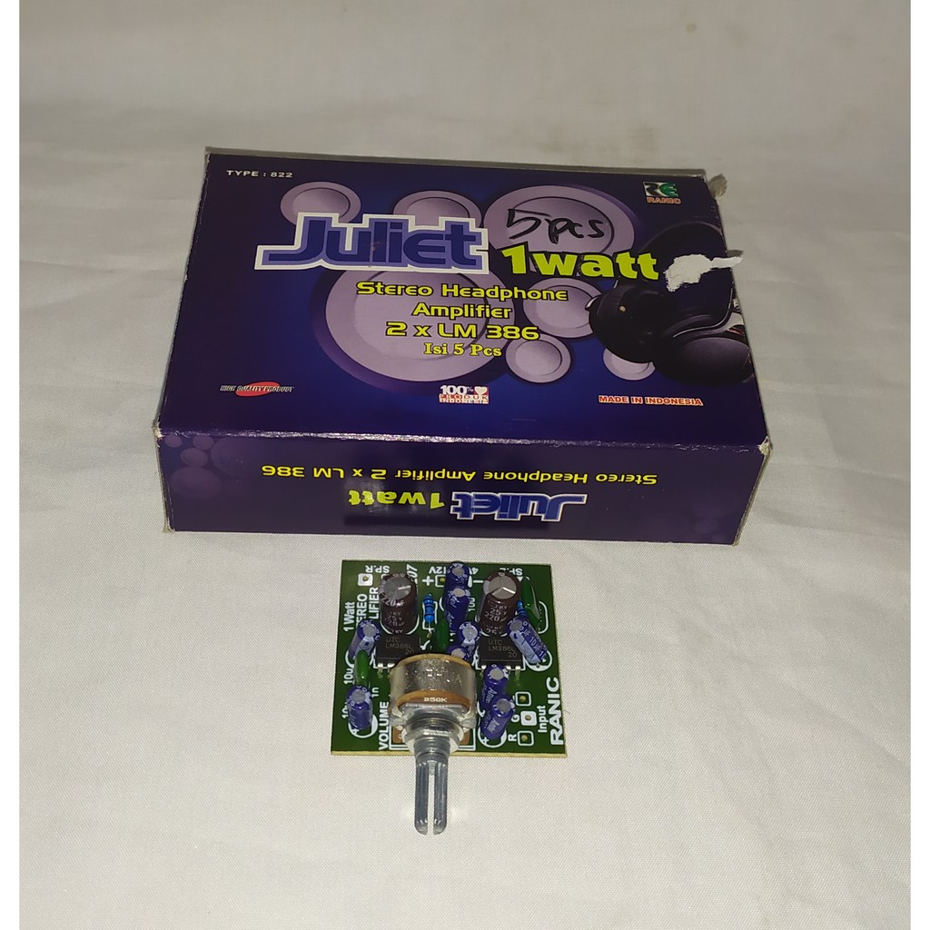 Jual Kit Ranic Kit Headphone Amplifier Stereo JULIET 1Watt Ic 2xLM 386 ...