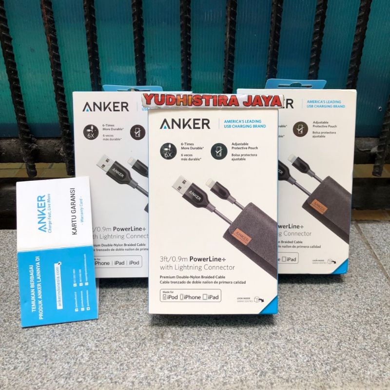 Jual Anker powerline+ lightning kabel nylon 3ft original A8121 with ...