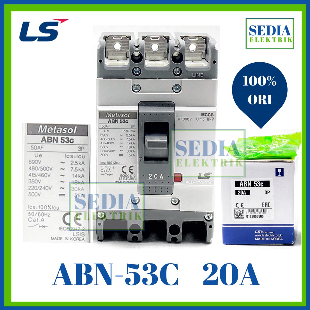 Jual LS MCCB MCB ABN-53C-20A 53C 20A ABN53C 3P | Shopee Indonesia