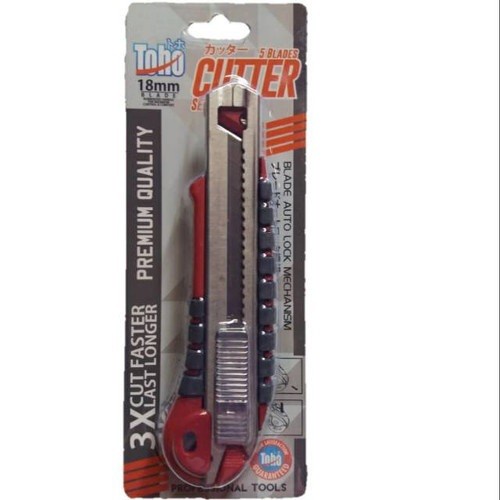 Jual TOHO PISAU CUTTER MERAH SELF LOADING 5 BLADES PREMIUM QUALITY RED ...