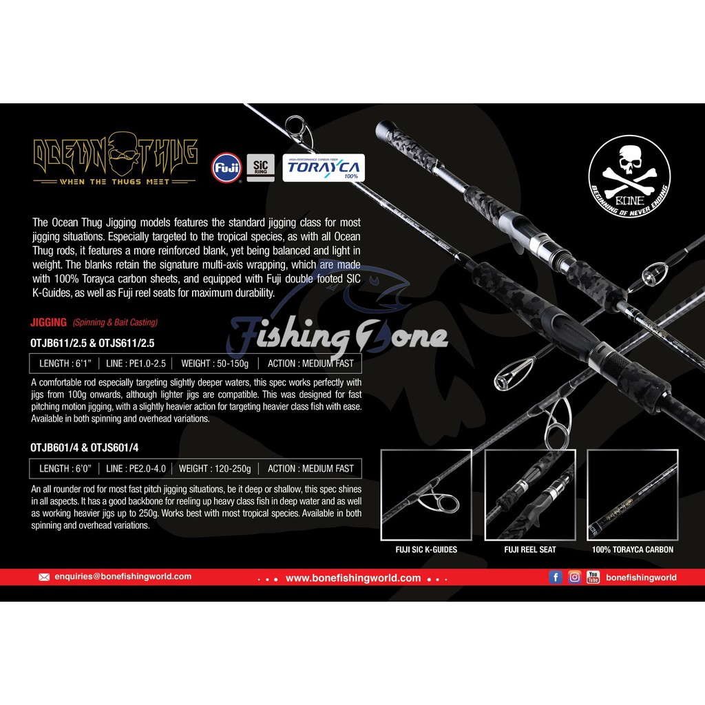 Jual Bone OCEAN THUG JIGGING Spinning Rod OTJS601/4 (2 Section ...
