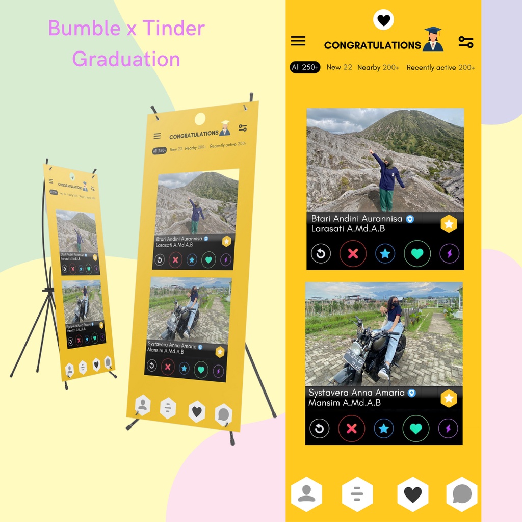 Jual CETAK BANNER WISUDA TINDER X BULBLE [X-BANNER UKURAN 160x60 ...