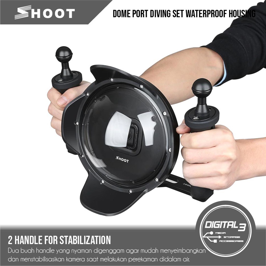 Jual Dome 6 Inch Port Diving Set Plus Stabilizer Grip With LED Mount ...
