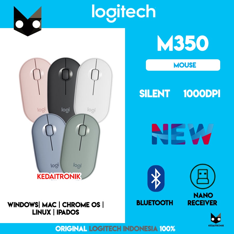 Jual Logitech Mouse M350 Wireless Bluetooth Pebble Nano Receiver Silent | Shopee Indonesia