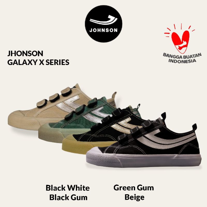 Jual Sepatu Johnson Galaxy X Velcro Low Black White / Black Gum / Green ...