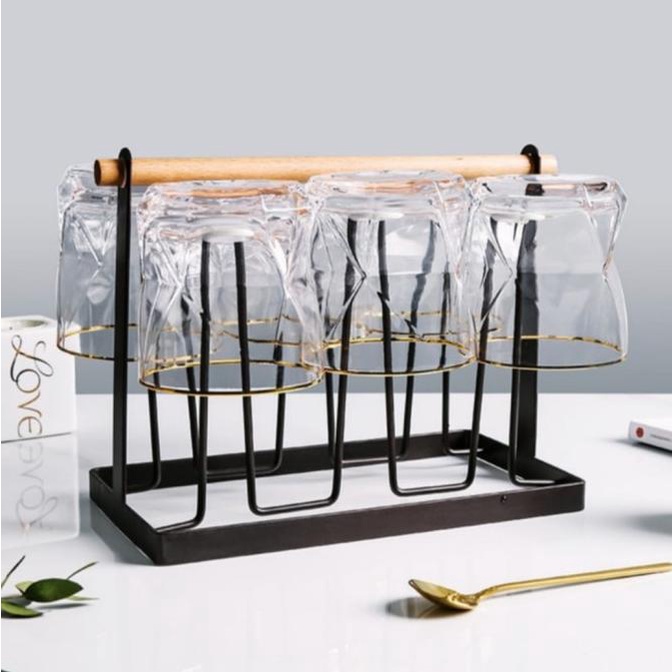 Jual Rak Gelas Gantung Rak Dapur Tempat Gelas Minimalis Untuk 6 Gelas ...