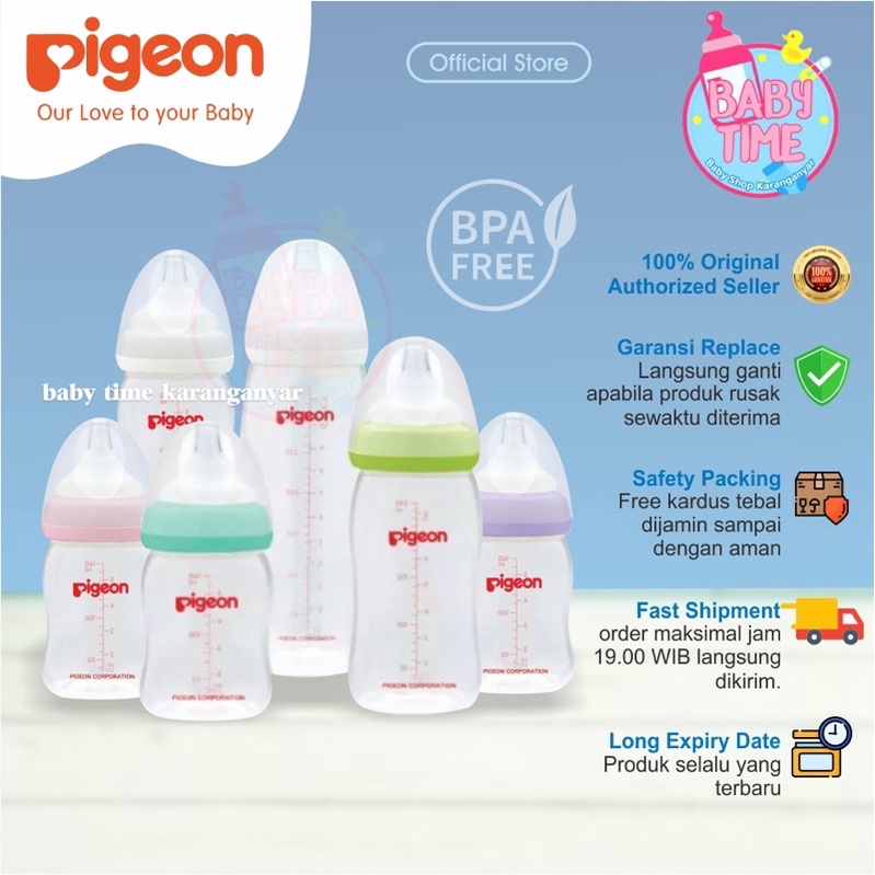 Jual [100% ORI] Botol Susu Pigeon Softouch PP Wide Neck Peristaltic Plus 160ml & 240ml & 330ml ...