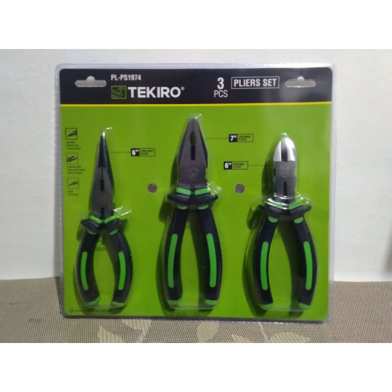 Jual TEKIRO TANG SET 3 PCS (PL-PS1974) tang kombinasi 7", tang lancip 6 ...