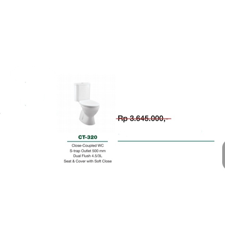 Jual Wasser Closed Duduk CT-320 S-Trap 50cm | Shopee Indonesia