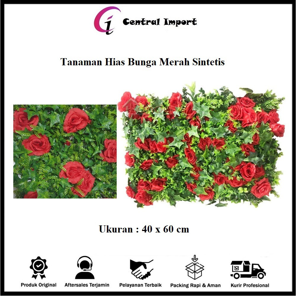 Jual Tanaman Hias Bunga Merah Sintetis - Tanaman Dinding - Tanaman ...