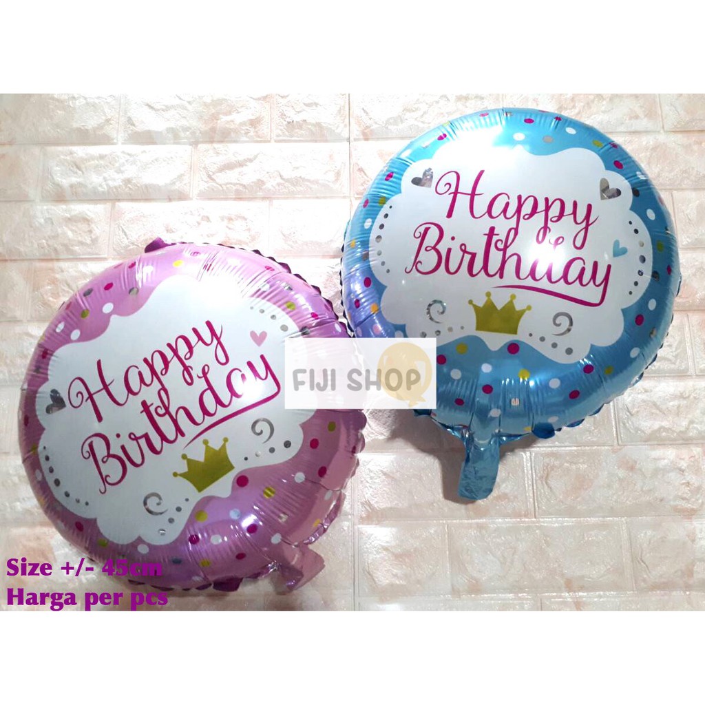 Jual Balon Foil HBD Round Crown Dot / Happy Birthday Bulat Mahkota ...