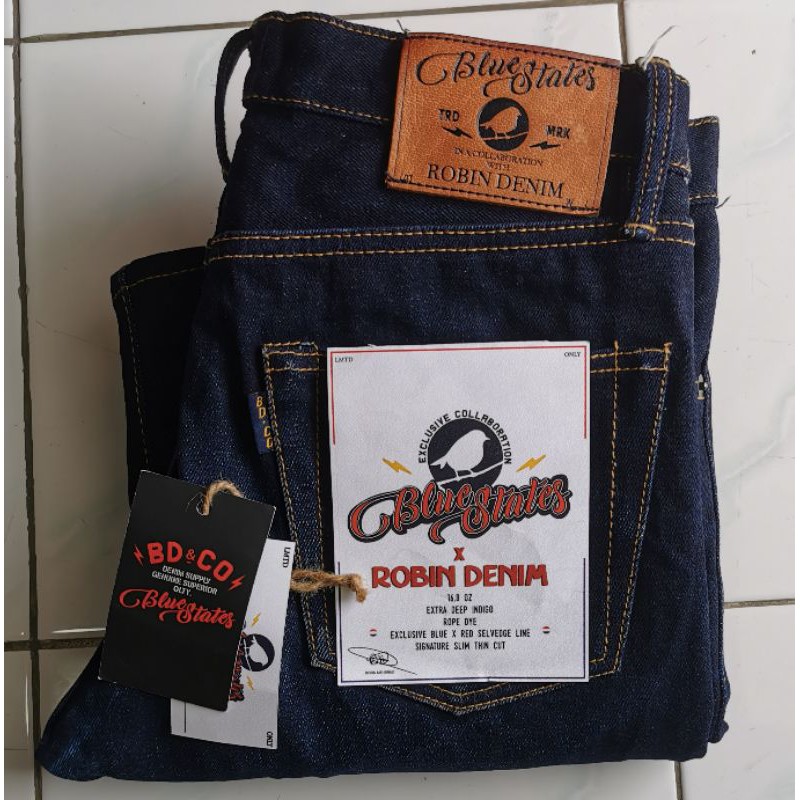 Jual Bluestatesdenim x Robin Denim Slim Cut Deep Indigo 16.8oz Selvedge ...