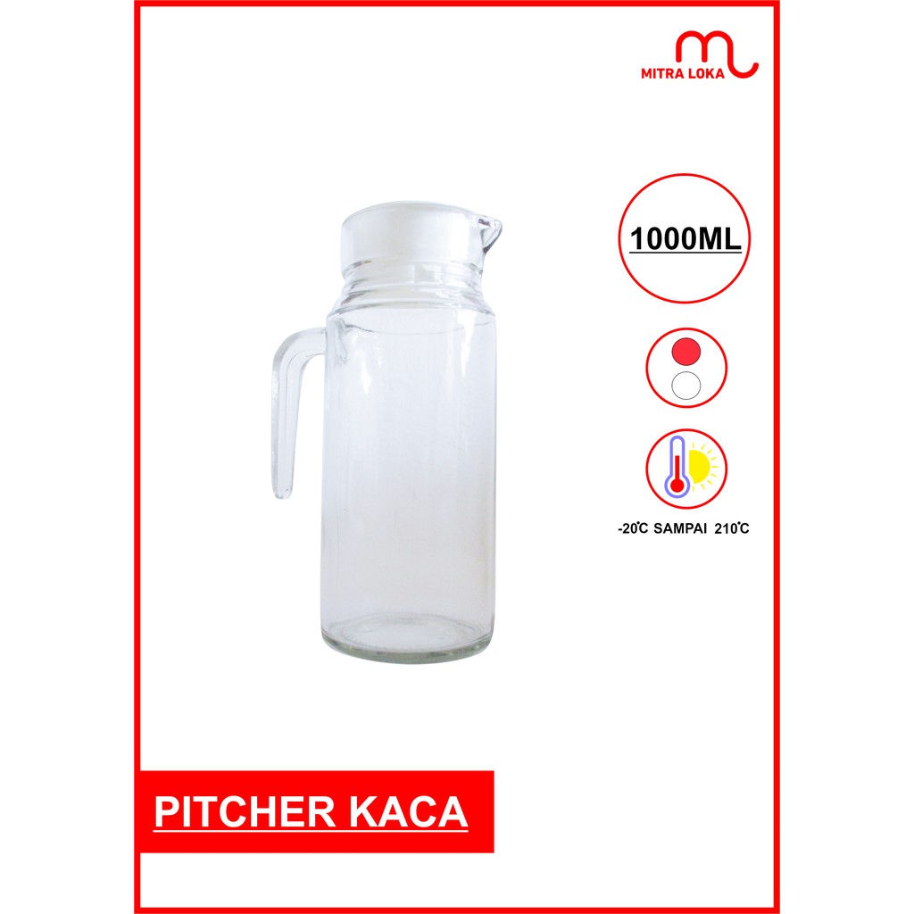Jual Mitra Loka Teko Pitcher Air Kaca 1Liter Water Jug Tempat Minum KIG ...