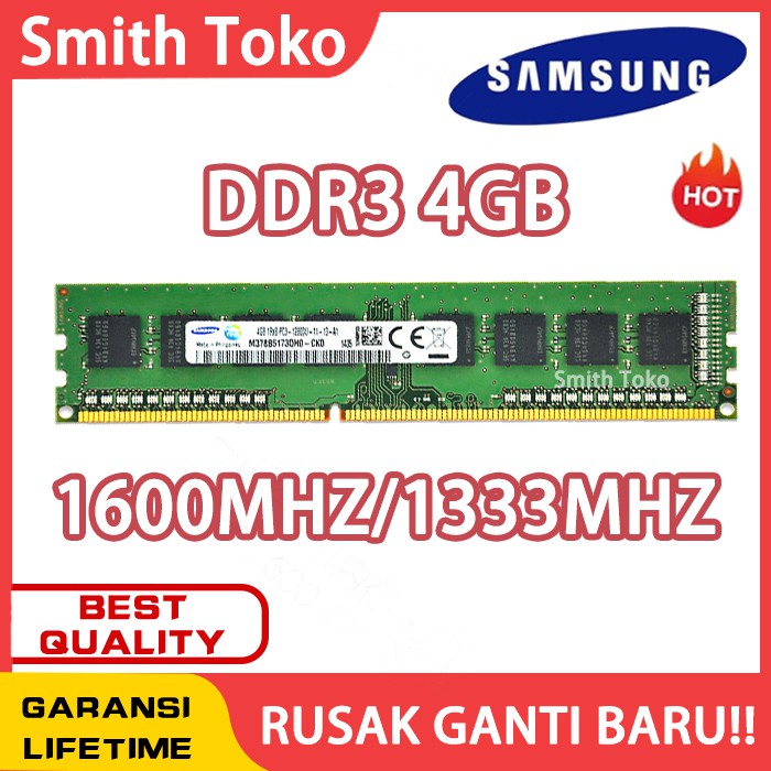 Jual Memory RAM Samsung Memori GAMING LONGDIMM DDR3 8GB PC1600mhz/1333mhz DDR3 4GB PC 1600mhz ...