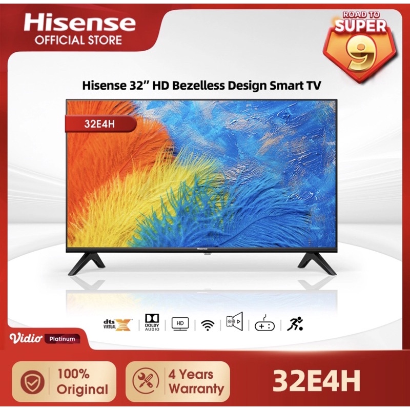 Jual [New arrvial 32E4H] Hisense 32" HD Vidaa Smart TV-Bezelless Design ...