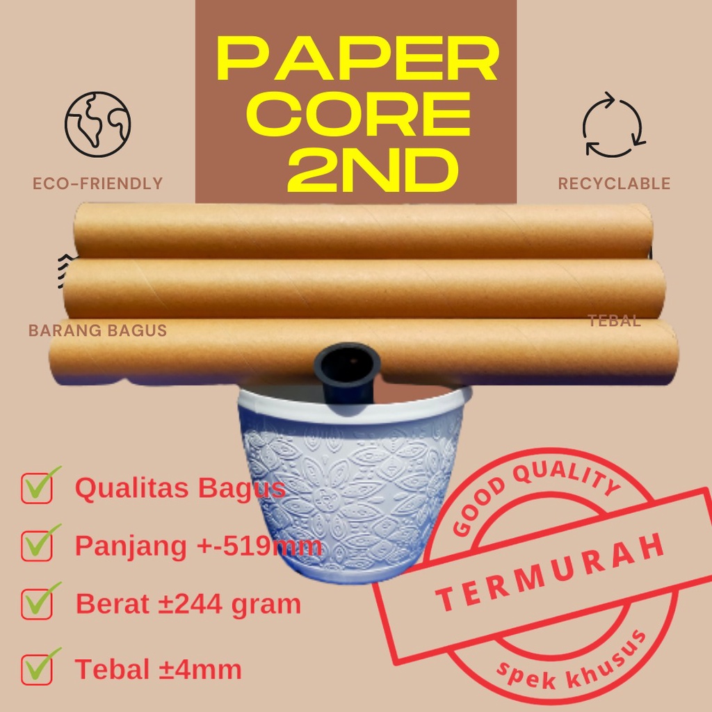Jual PAPER CORE TEBAL 50 52 cm Tabung Kertas Kardus Selongsong BOBIN CONES | Shopee Indonesia