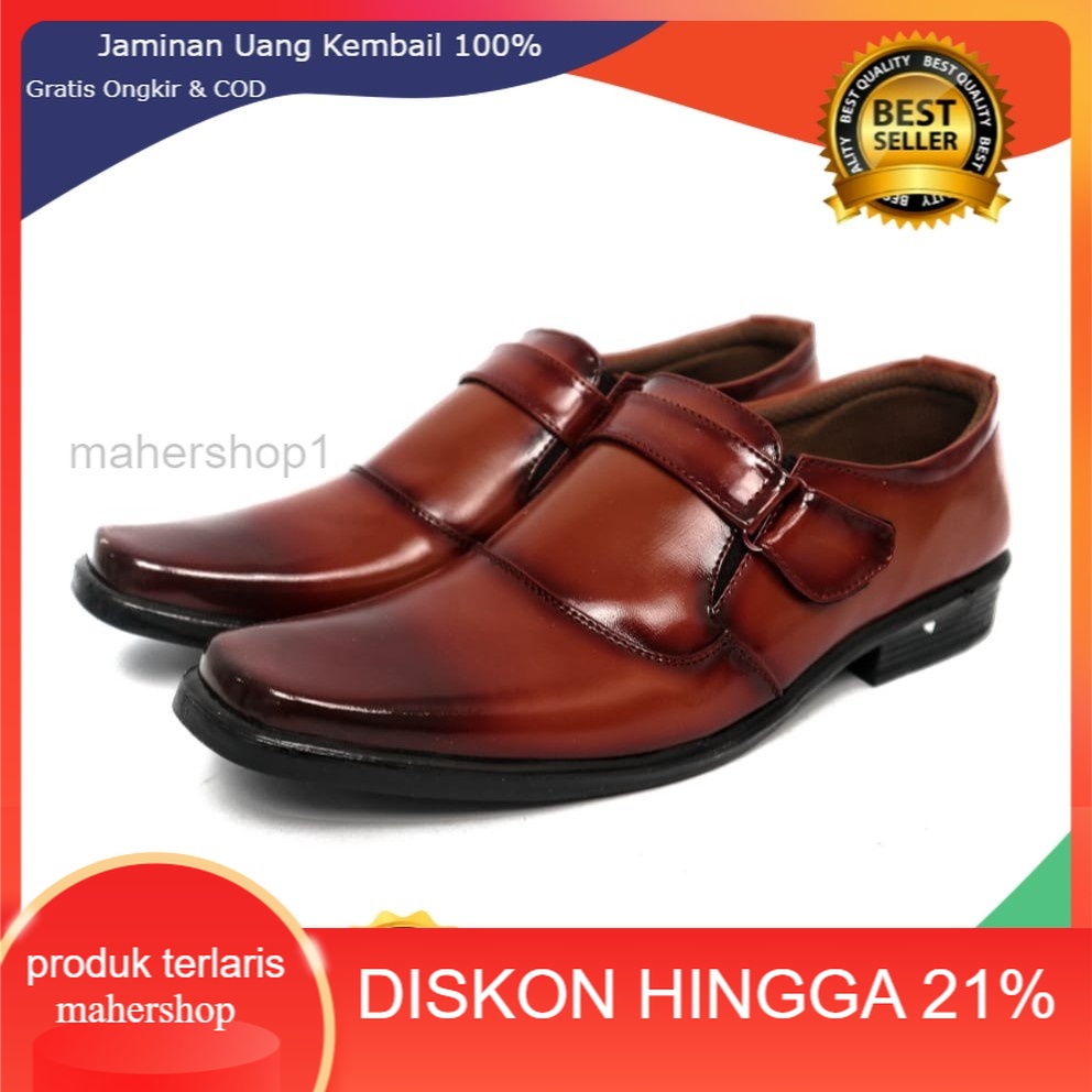 Jual Sepatu Formal Pria Pantofel Gesper Tanpa Tali Semi Kulit Hitam ...