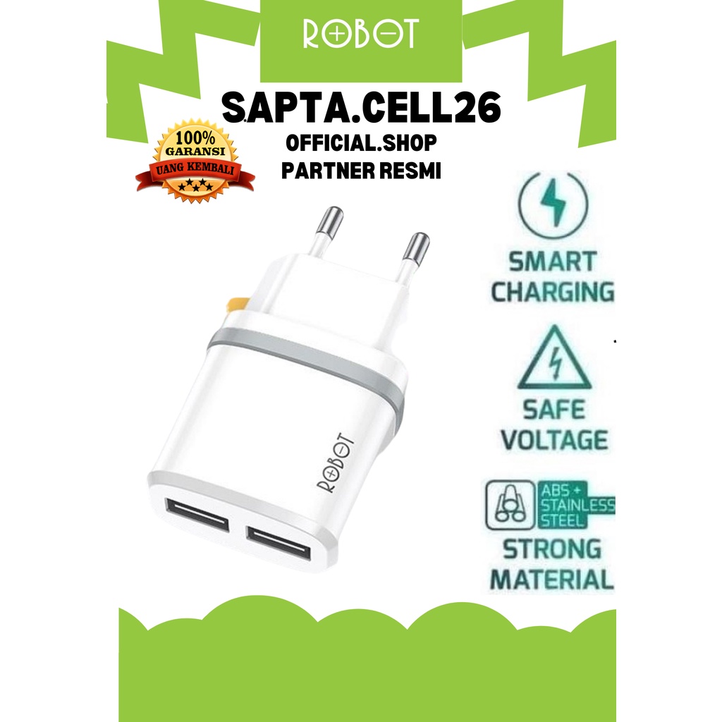 Jual Charger Robot RT-K9 12W Dual Port 2.1A Free Cable Micro Usb ...