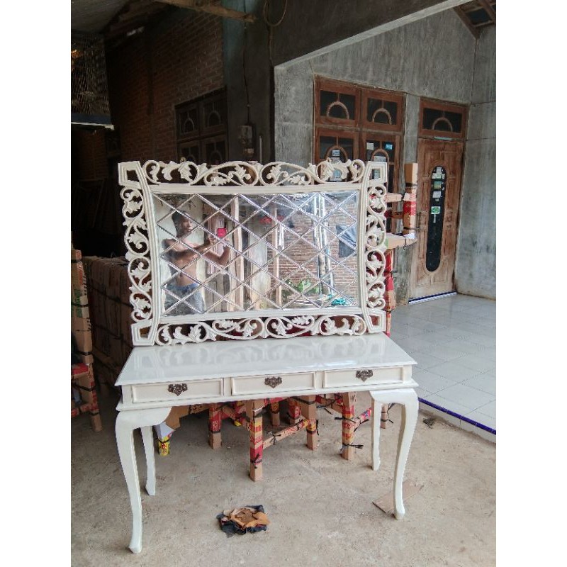 Jual meja rias ukir kaca sambung2 bevel. | Shopee Indonesia