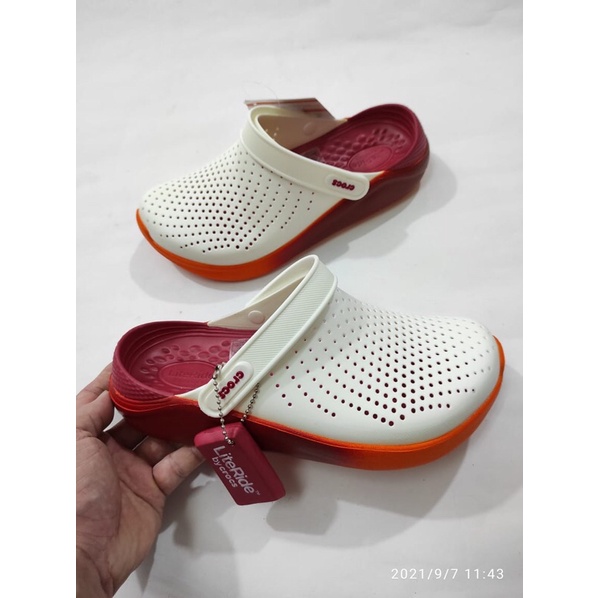 Jual crocs lite ride clog / crocs lite ride putih oren 36-40 | Shopee ...