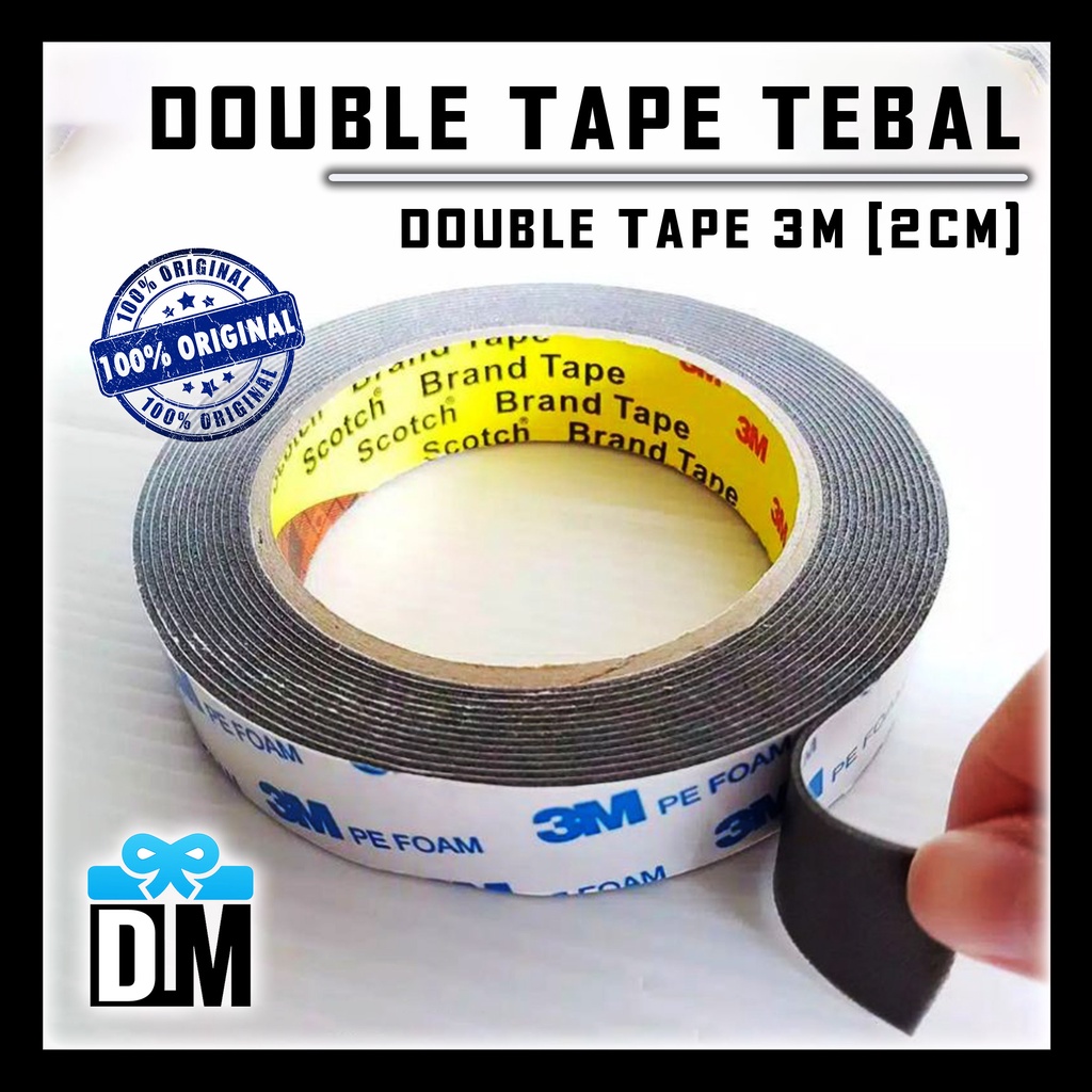 Jual Double Tape Tebal Busa Foam Putih Lem 3M Original 2cm x 5 Meter | Shopee Indonesia