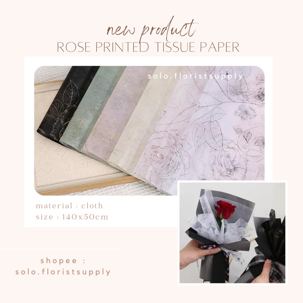 Jual ROSE PRINTED TISSUE PAPER FLOWER WRAPPING PREMIUM NONWOVEN NON ...