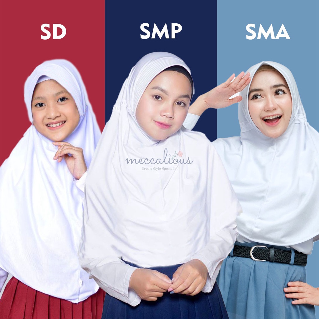 Jual Jilbab Anak Sekolah TK SD SMP SMA Bergo Instan Serut pad Hijab Sekolah Instan Kerudung Anak ...
