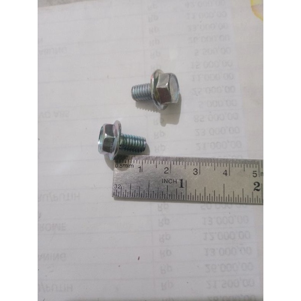 Jual (5pcs) Baut flange 6x10/1Cm K10(baut drat 10 panjang 1cm kunci 10) | Shopee Indonesia