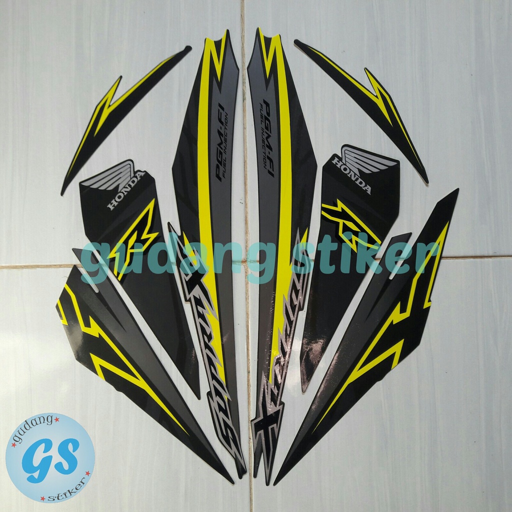 Jual stiker striping motor supra x 125 fi 2018 full hitam-stabilo ...