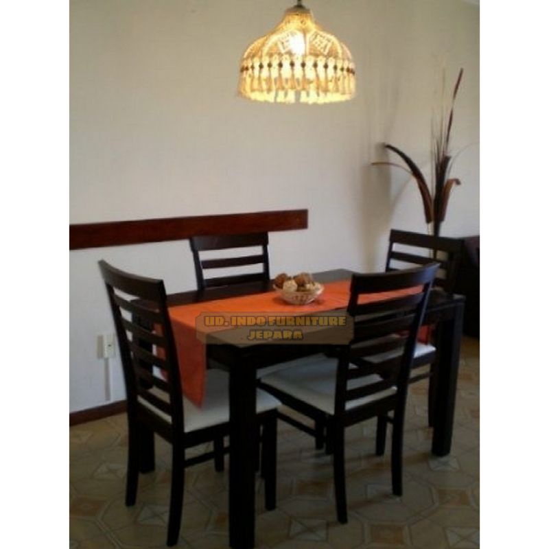 Jual meja makan keluarga model simpel minimalis bahan kayu jati kursi 4 | Shopee Indonesia