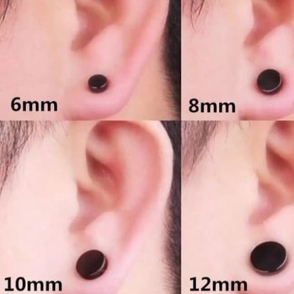 Jual Anting Magnet Pria Hitam Stainless 316L Tanpa Tindik Model Bulat ...