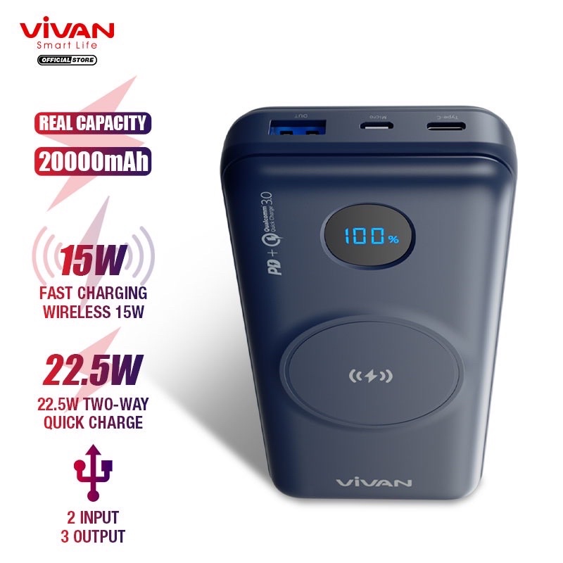 Jual [ VIVAN VPB W20 ]- POWER BANK VIVAN VPB-W20 Powerbank 20000 mAh ...