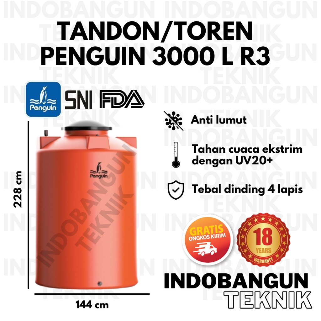 Jual Toren Air Tangki Air Tandon Air Penguin TB300 (3000 Liter 3100 ...