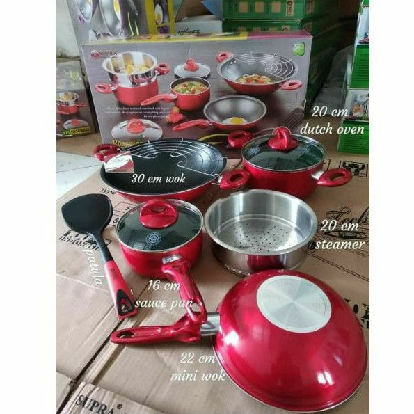 Jual PANCI SET SUPRA ROSEMARY COOKWARE 9 PCS TEFLON | Shopee Indonesia